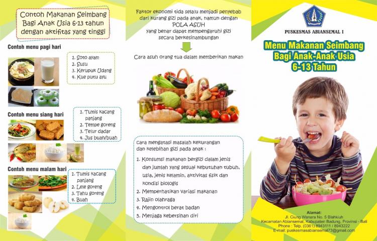 Brosur Menu MakananSeimbang bagi Anak-Anak Usia 6-13 Tahun | Kuta Badung